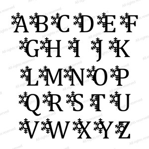 Snowflake Alphabet Monogram Svg, Split Monogram Alphabet Svg, Snowflake ...
