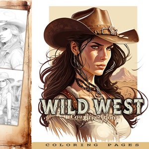 Wild West - Cowgirl Edition - 39 Grayscale Coloring Page | Printable ...