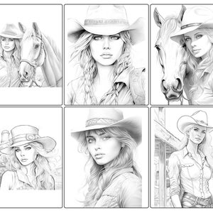 Wild West - Cowgirl Edition - 39 Grayscale Coloring Page | Printable ...