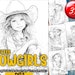 Cowgirl Coloring Pages for Adults: Wild West Grayscale (PDF Download ...