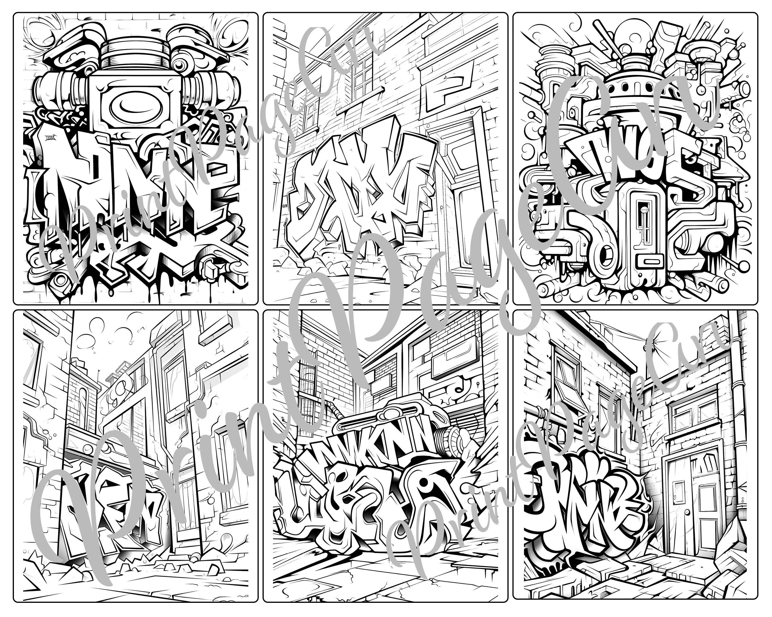 Graffiti Street Art Wall Art Coloring Book 39 - Etsy