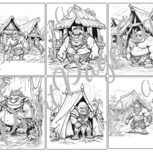 Troll and Orc Coloring Book: 26 Grayscale Illustration Pages (PDF) - Etsy