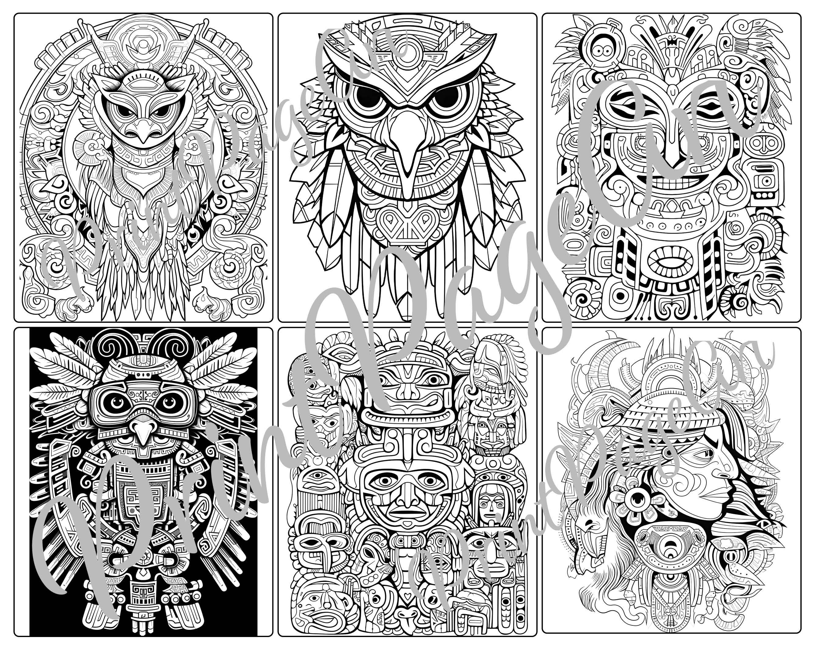 Totem of Native Mythology, Coloring Book for Adult, 31 Printable Pages ...