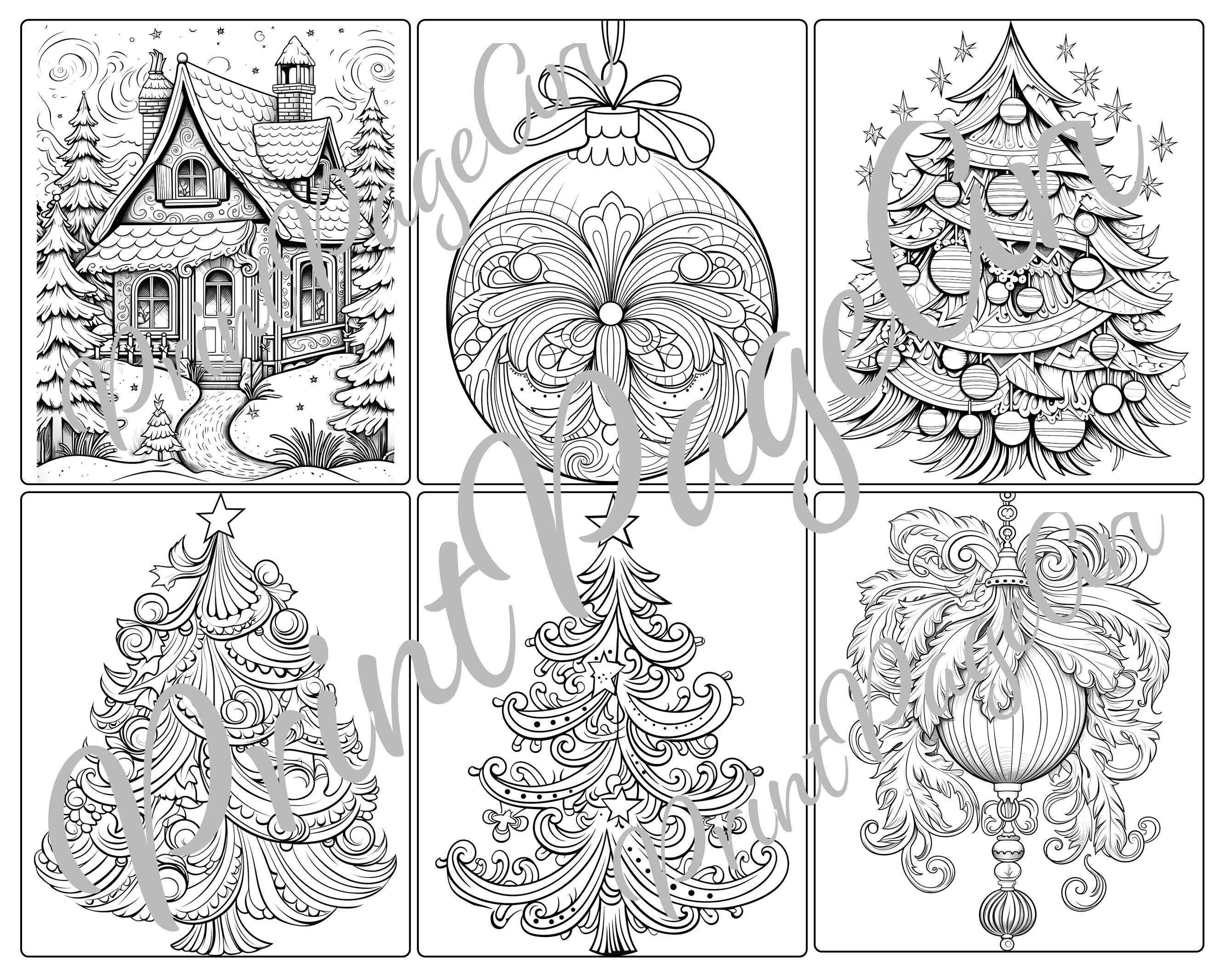 Christmas Decor, 52 Printable Coloring Pages, Coloring Book, Instant ...