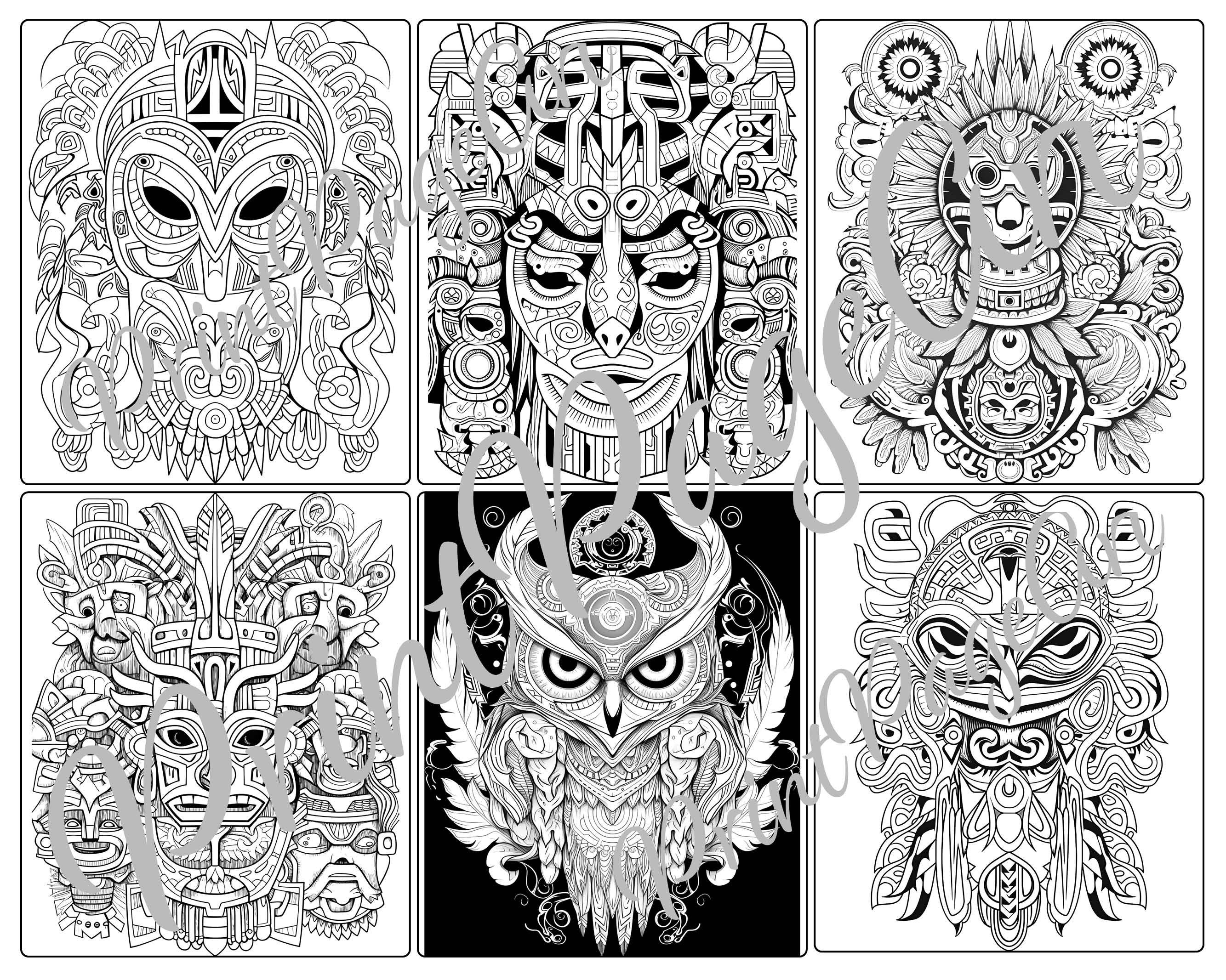 Totem of Native Mythology, Coloring Book for Adult, 31 Printable Pages ...