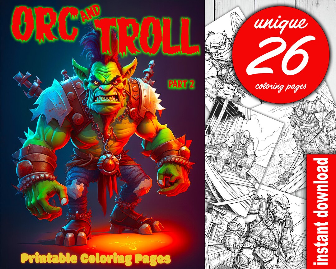 Orcs and Troll - Coloring Page - Fantasy Character - Printable Coloring ...