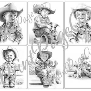 Little Cowboy | Western Cute Boy | Coloring Pages for Adult | Wild West ...