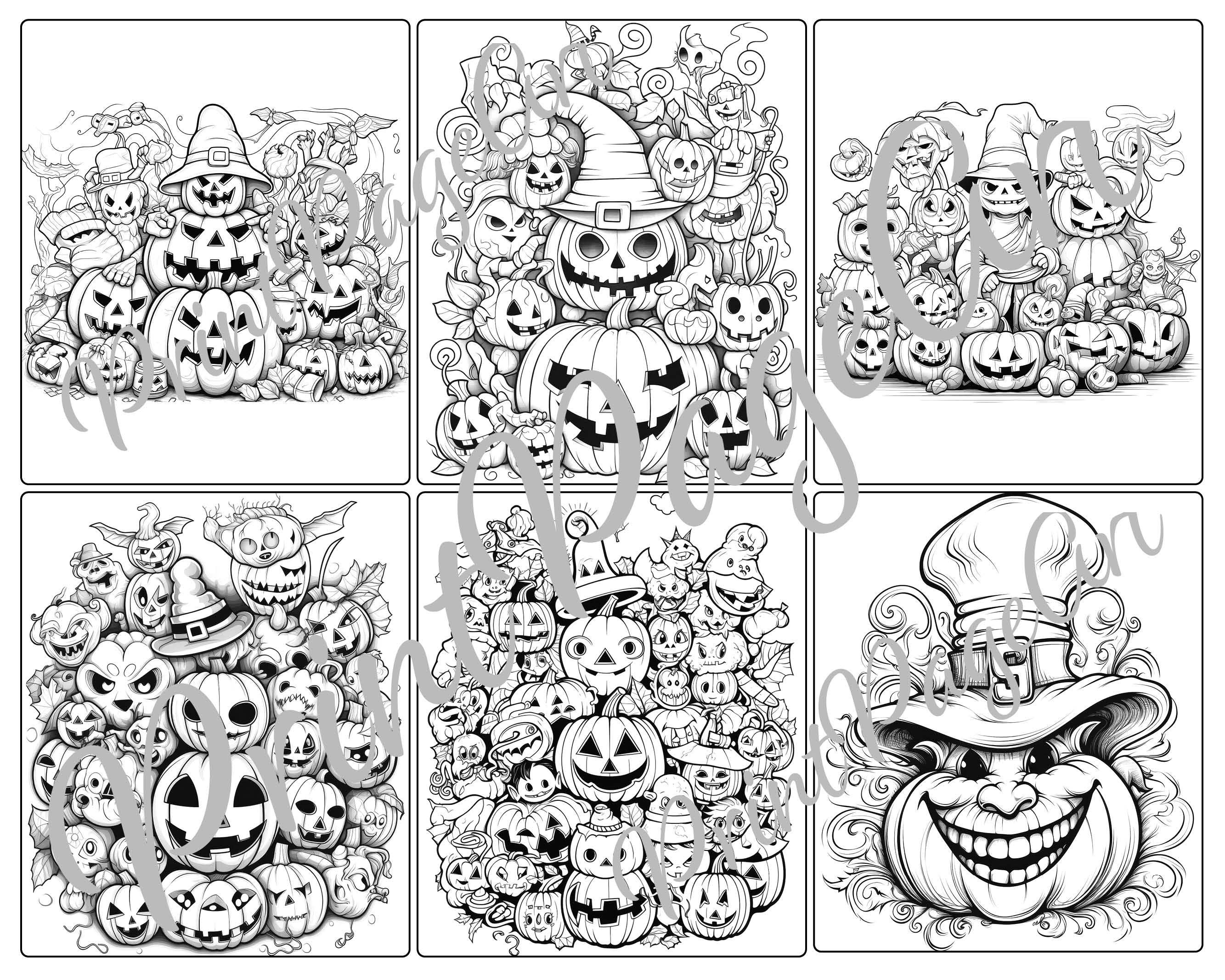 Halloween Pumpkins Family Coloring Pages Printable Adult - Etsy