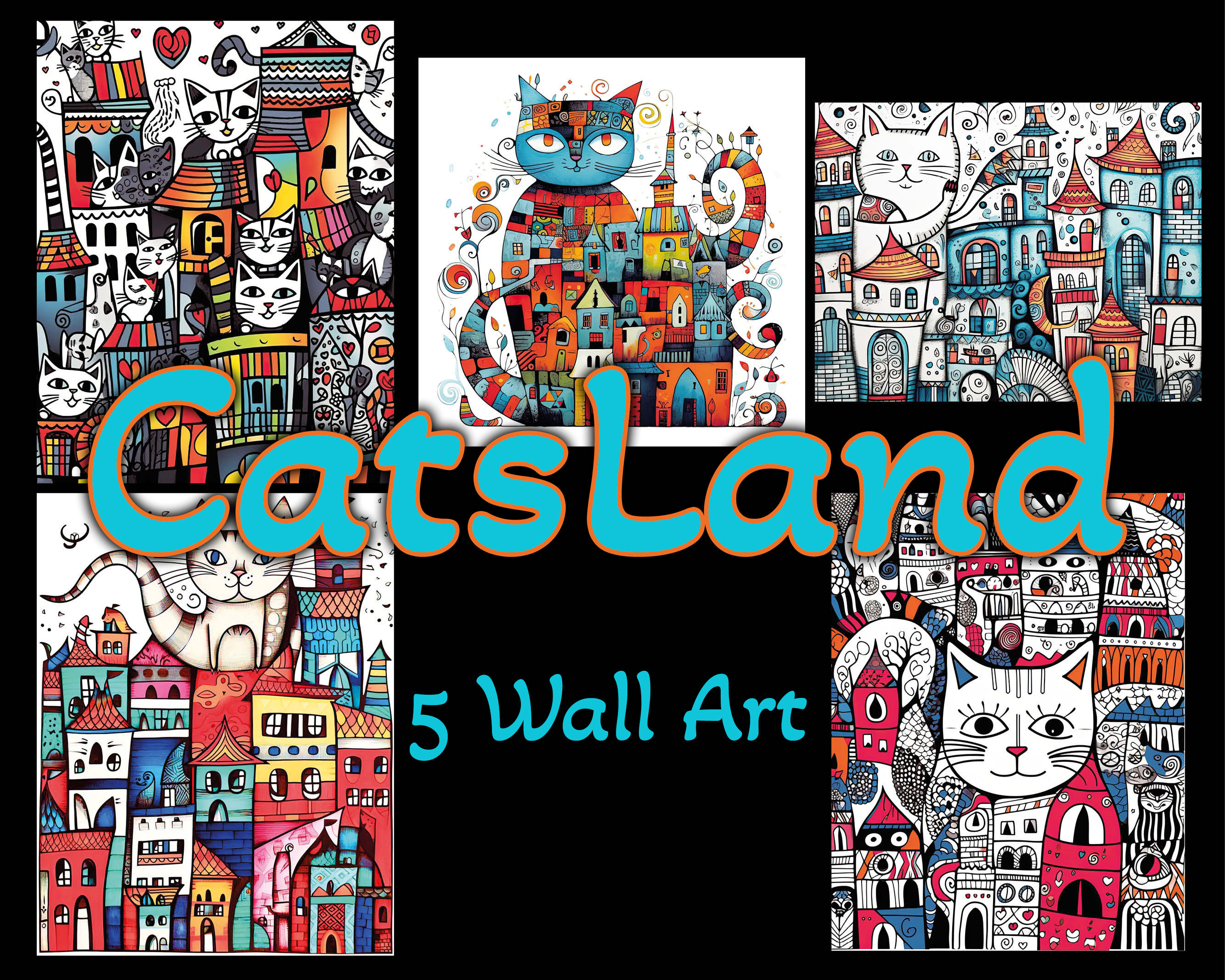 Cat Town Coloring Pages: 30 Printable Designs + 5 Posters (digital ...