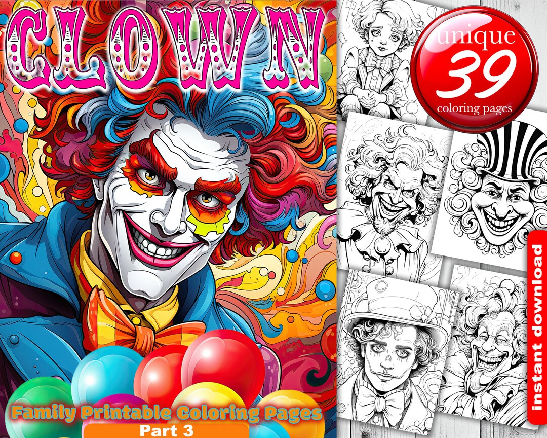 Clown | Family Printable Pages | Circus Theme | Comedy Show Coloring ...