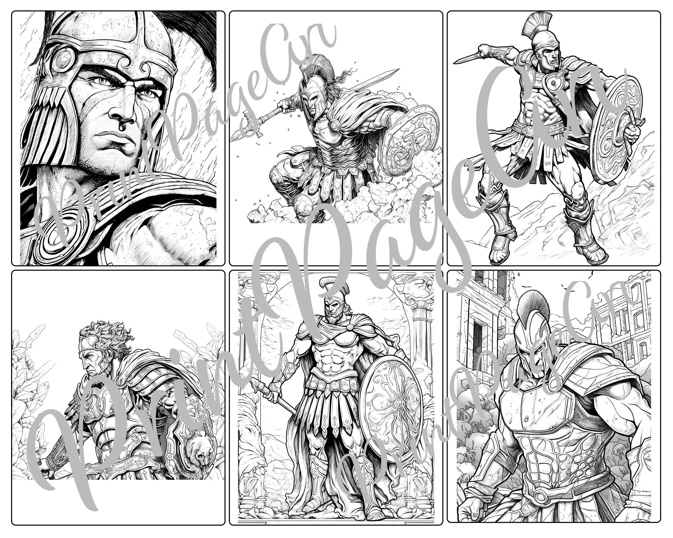Gladiators, Adult Coloring Book, 30 Printable Coloring Page Cover ...
