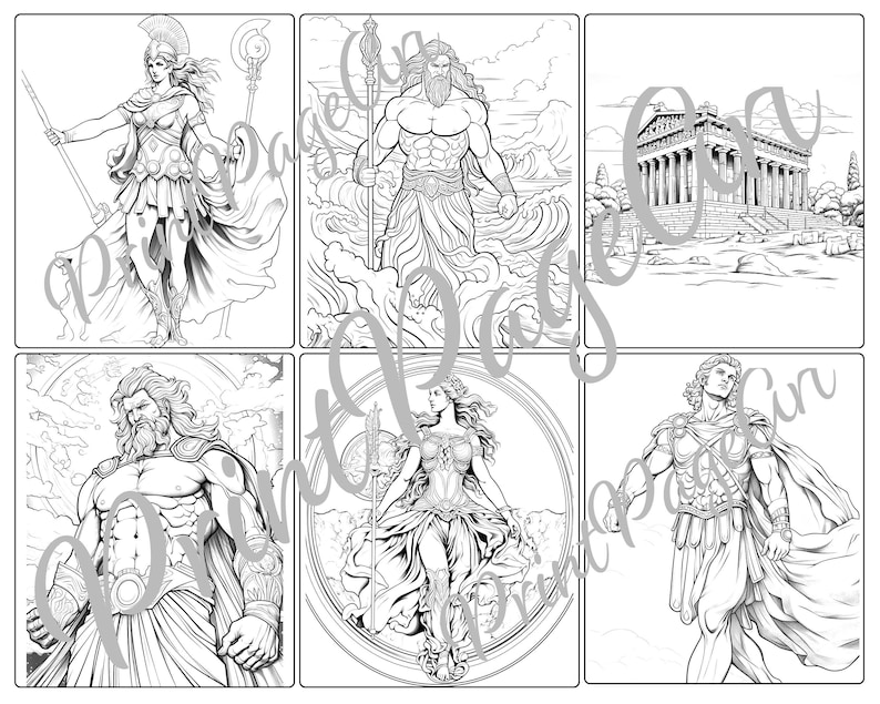 Greek Gods Coloring Book: 45 Printable Pages (adult Coloring) - Etsy