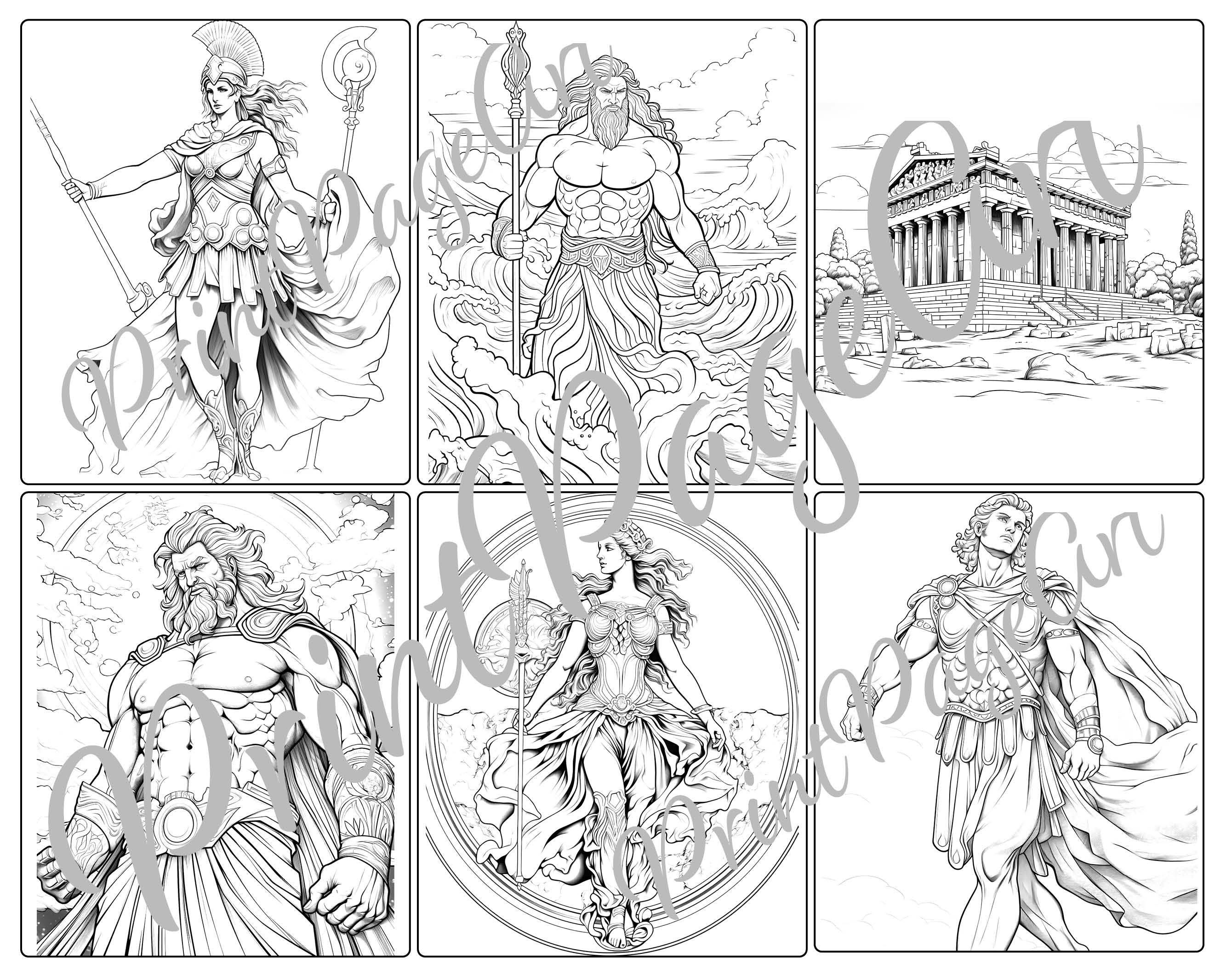 Greek Gods Coloring Book: 45 Printable Pages (adult Coloring) - Etsy