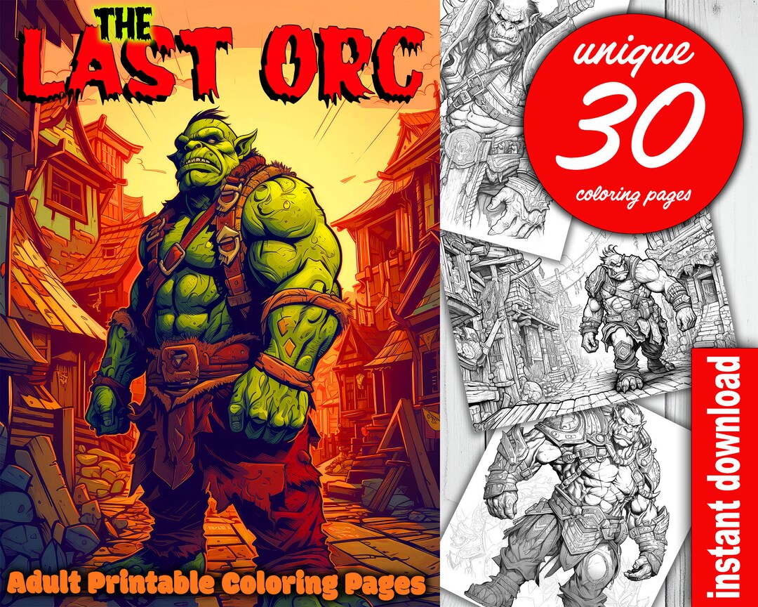The Last Orc- Adult Coloring Pages - Coloring Book - Instant Download ...