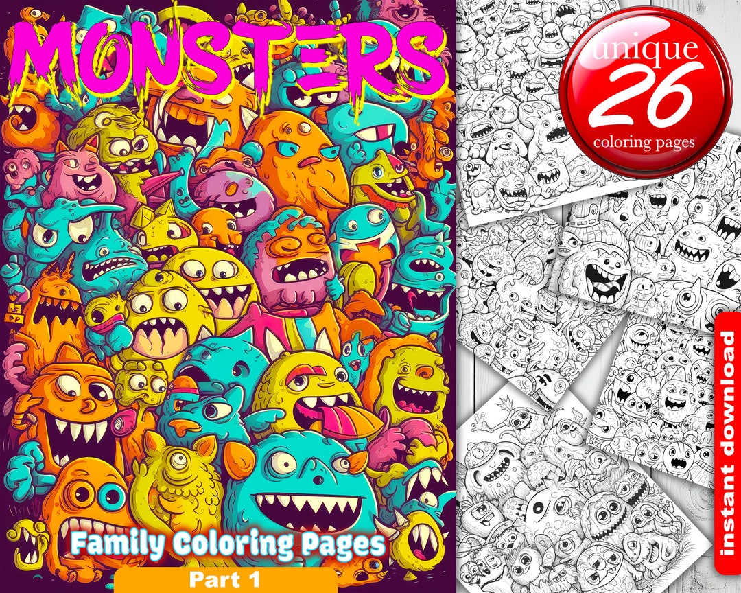 Monsters - Family Coloring Pages - Printable Adult Coloring Book ...