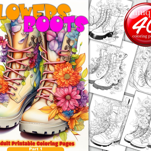 Printable Coloring Pages Boots - Etsy