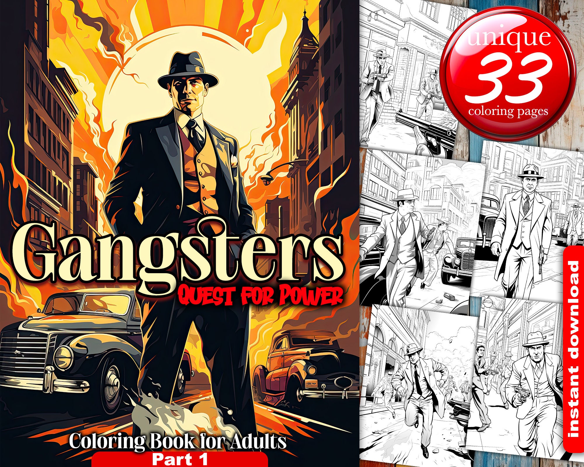 Gangsters, Quest for Power, Crime Scenes, 33 Printable Pages for Teens ...