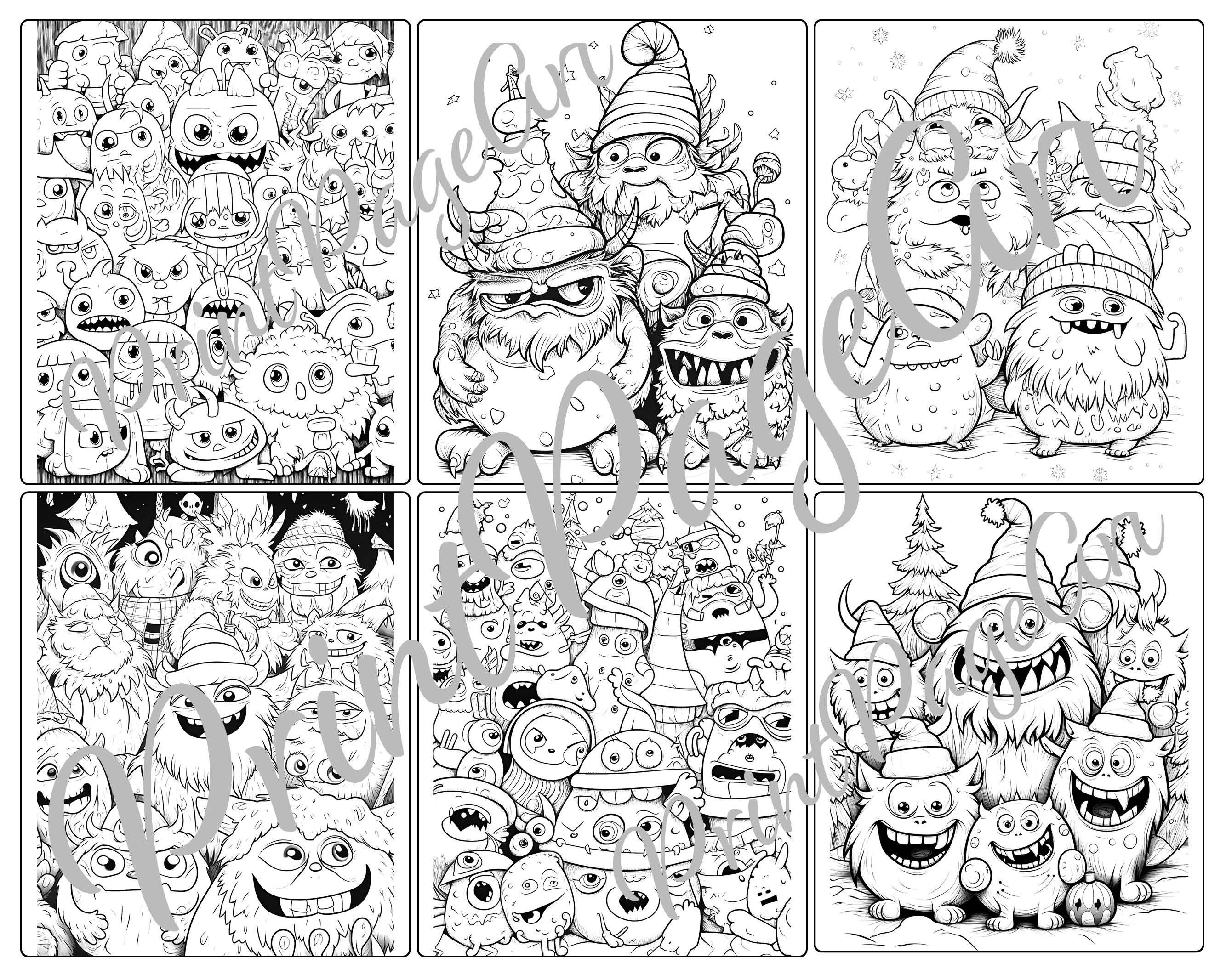 Christmas Monsters - Family Coloring Pages - Printable Adult Coloring ...
