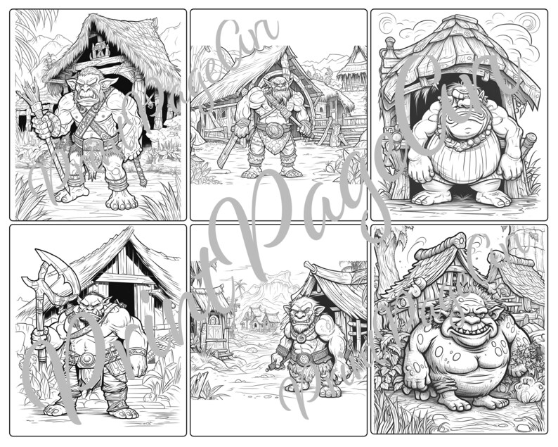 Troll and Orc Coloring Page Printable Coloring Book Instant Download ...