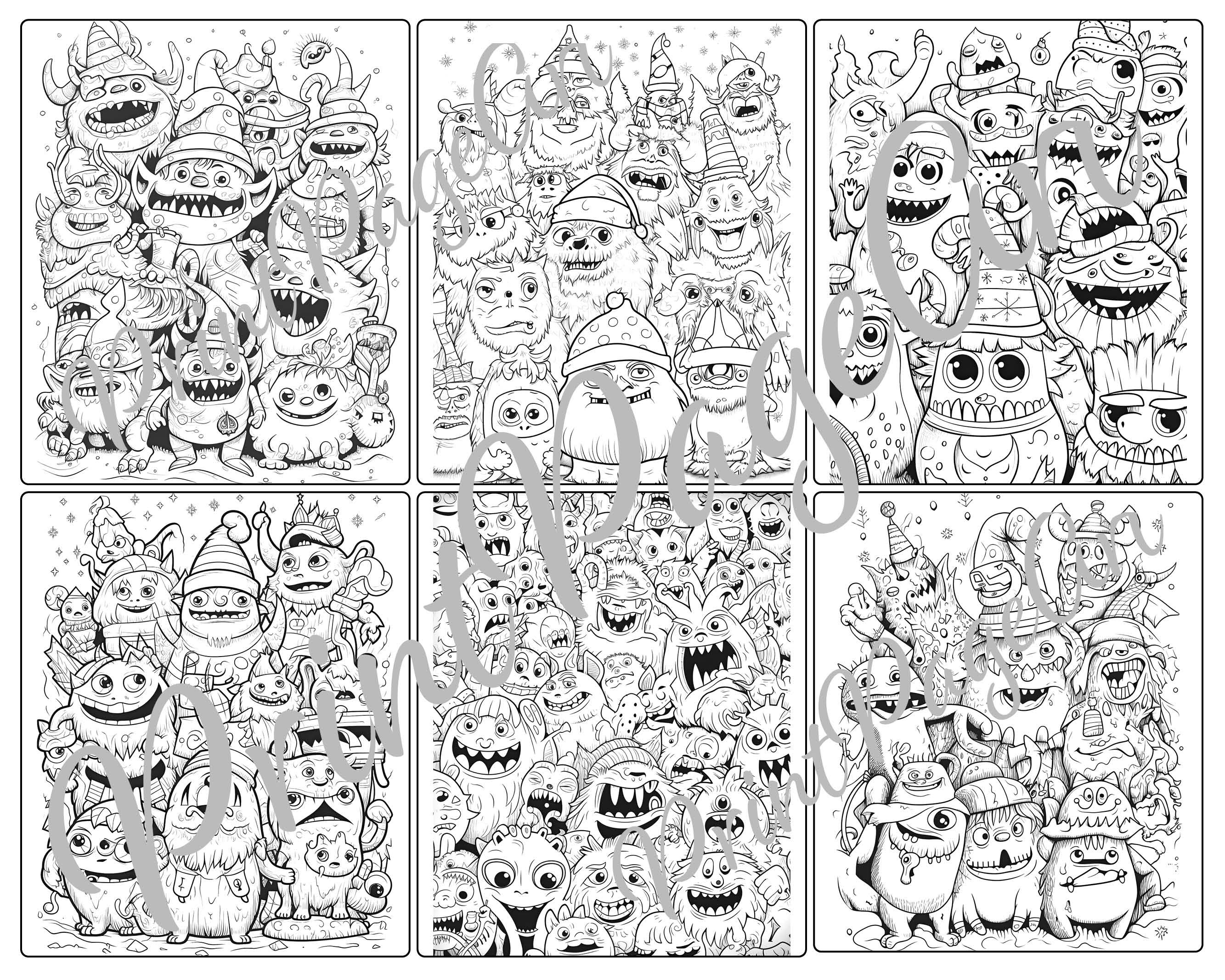 Christmas Monsters - Family Coloring Pages - Printable Adult Coloring ...