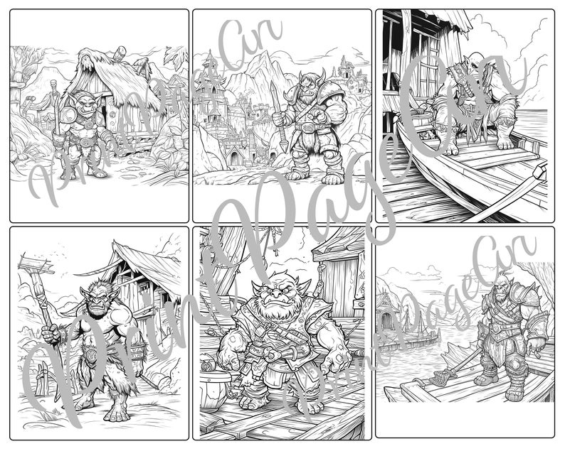 Orcs and Troll Coloring Page Fantasy Character Printable - Etsy