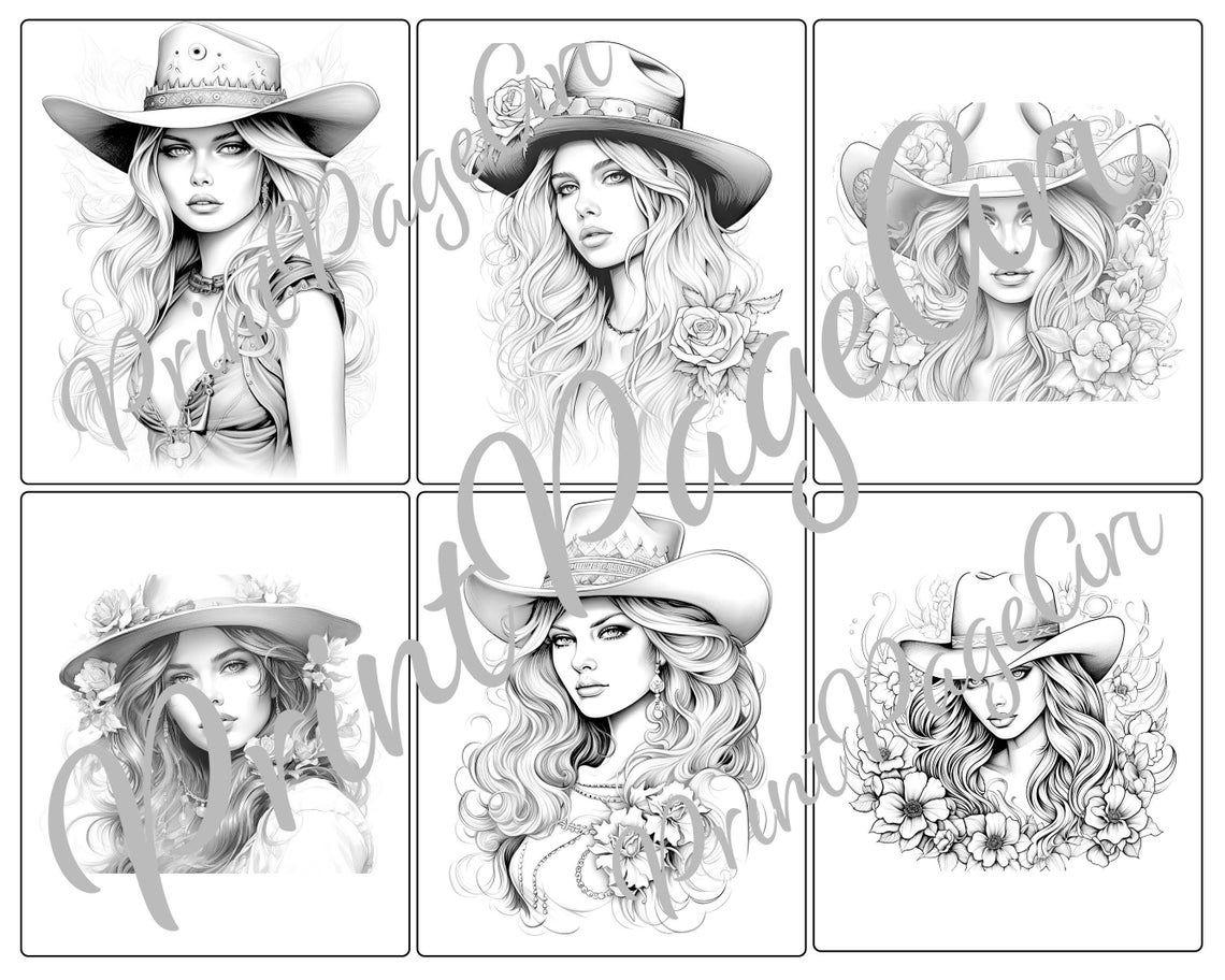 Queen of Cowgirl, Western Wild West, Coloring Book for Adult, 30 ...
