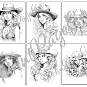 Queen of Cowgirl, Western Wild West, Coloring Book for Adult, 30 ...