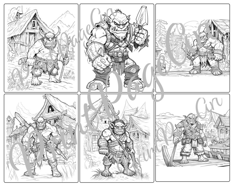 Orcs and Troll Coloring Page Fantasy Character Printable - Etsy