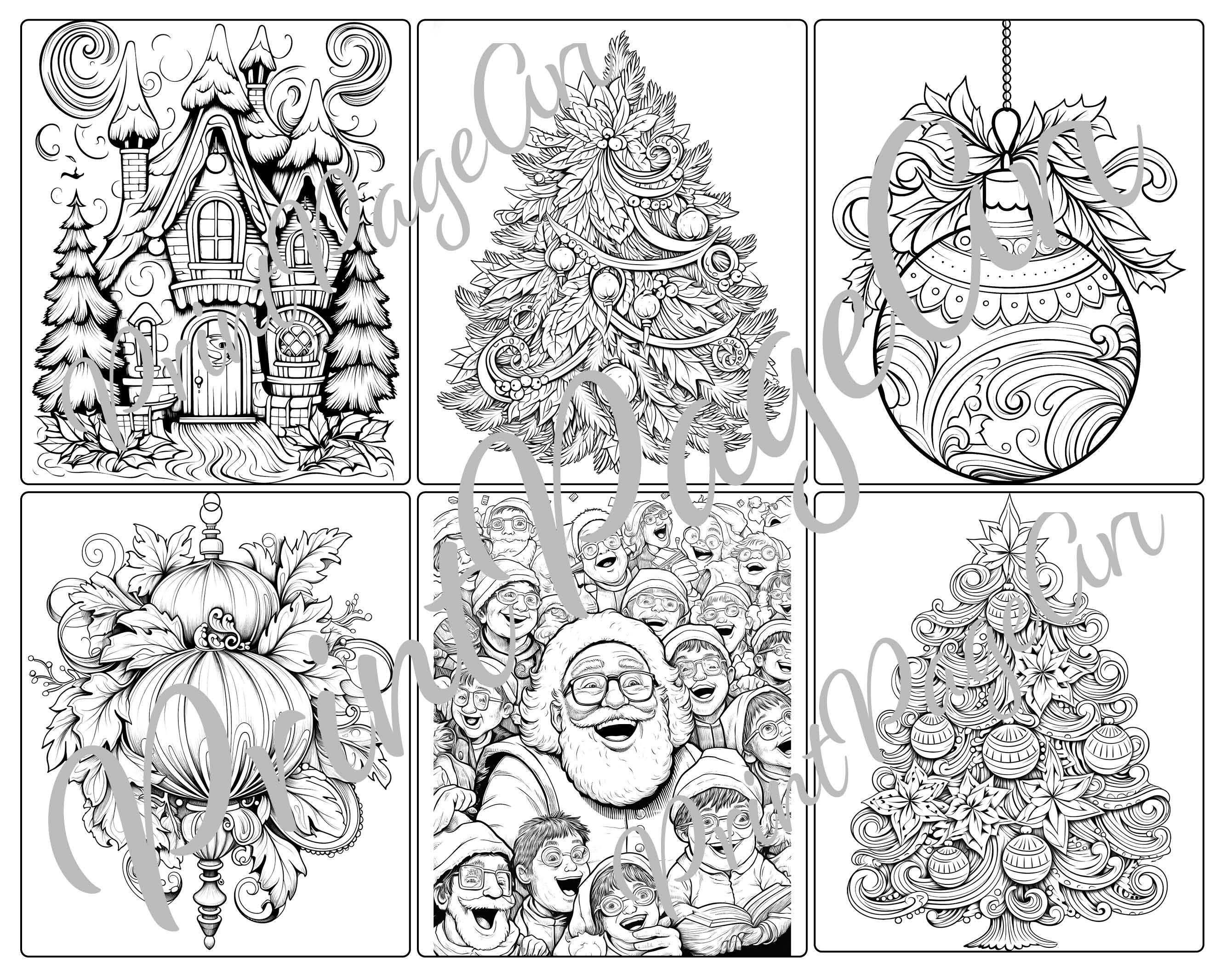 Christmas Decor, 52 Printable Coloring Pages, Coloring Book, Instant ...