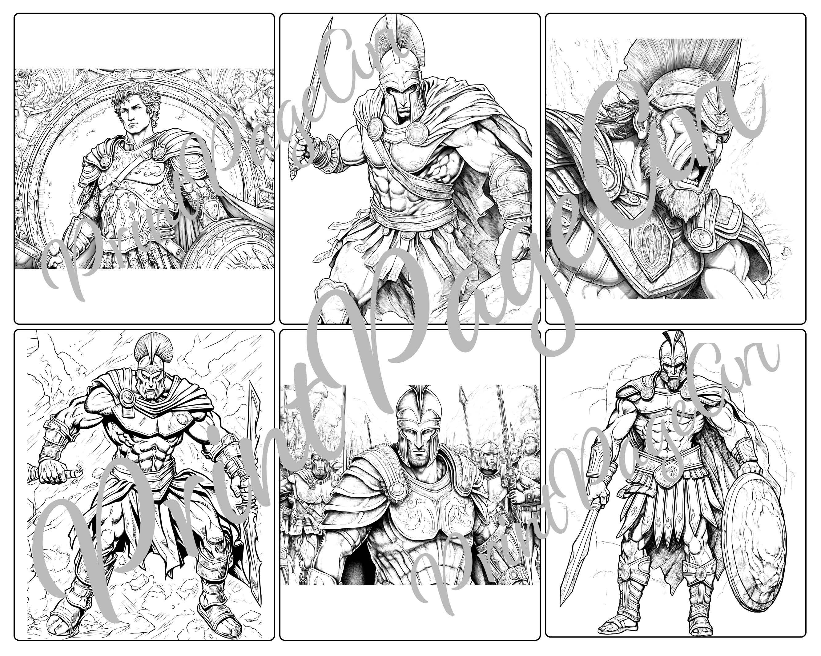 Gladiators, Adult Coloring Book, 30 Printable Coloring Page Cover ...