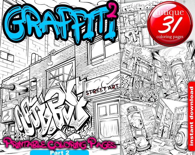 Hand Drawn Urban Hip Hop Graffiti Coloring Book Pages in Book Format ...