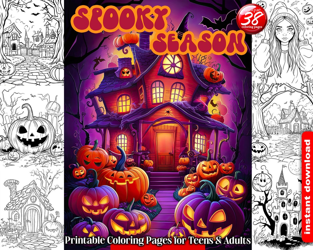 Spooky Season Printable Coloring Pages for Teens & Adults 38 Unique ...
