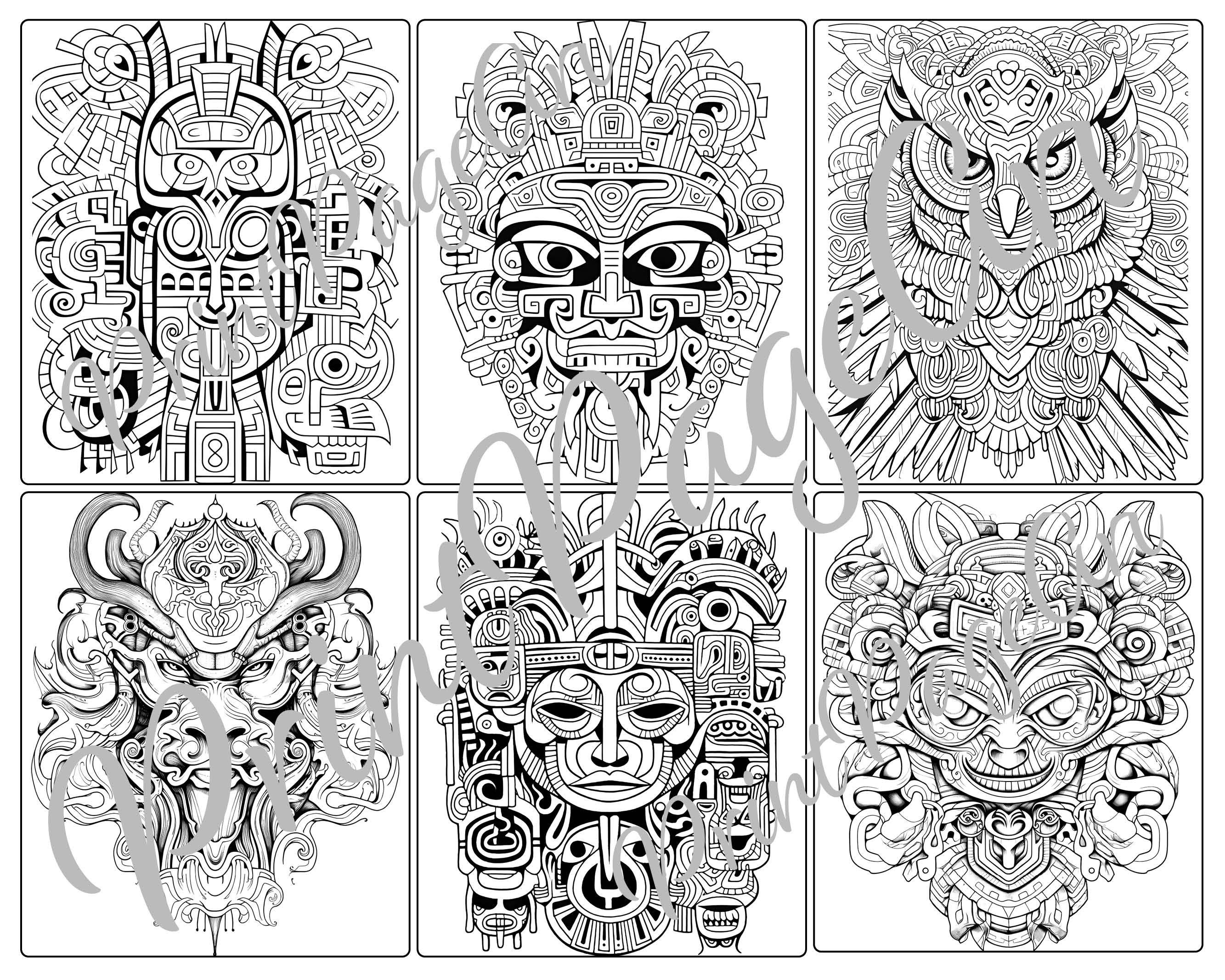 Totem of Native Mythology Coloring Book for Adult 31 - Etsy