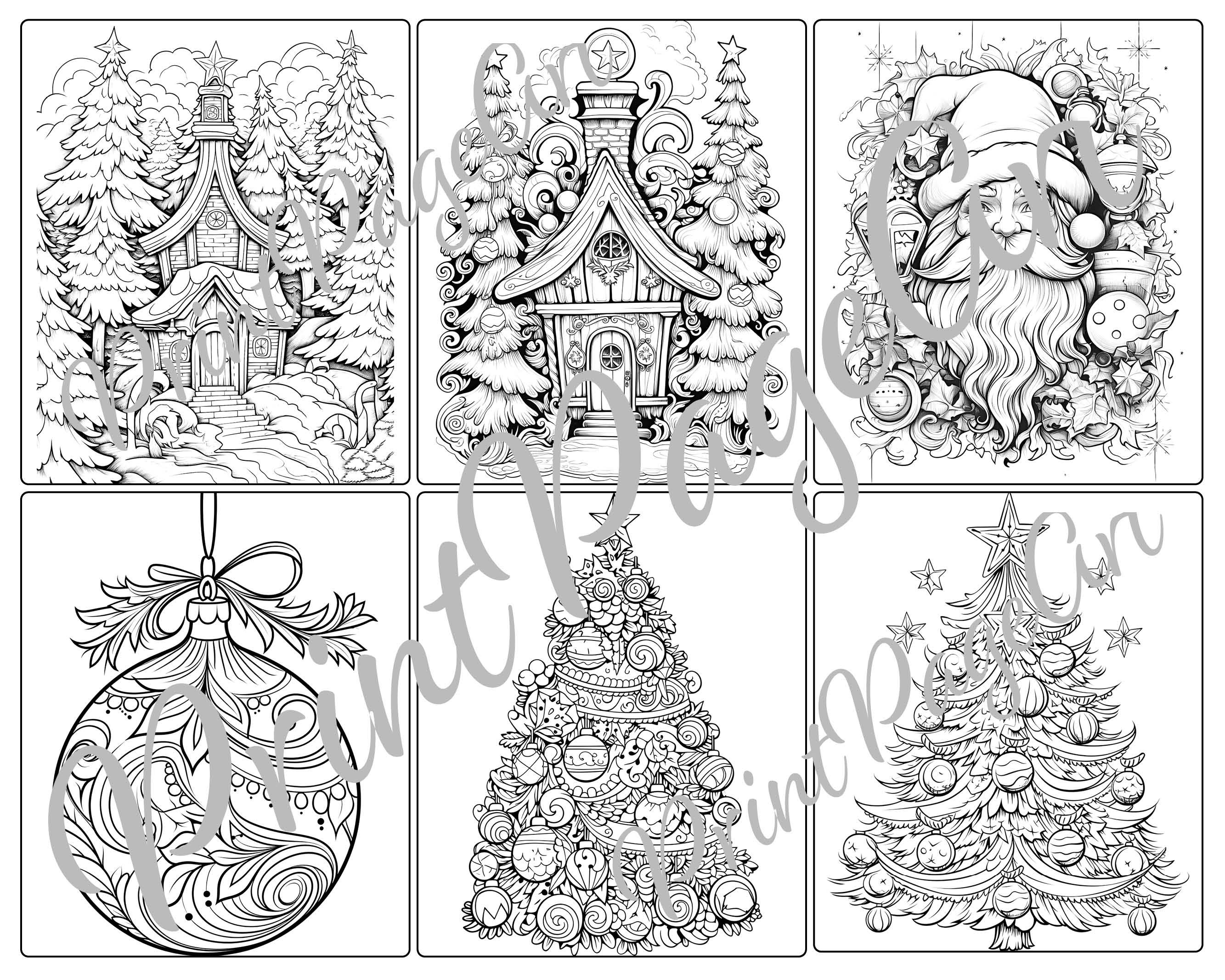 Christmas Decor, 52 Printable Coloring Pages, Coloring Book, Instant ...