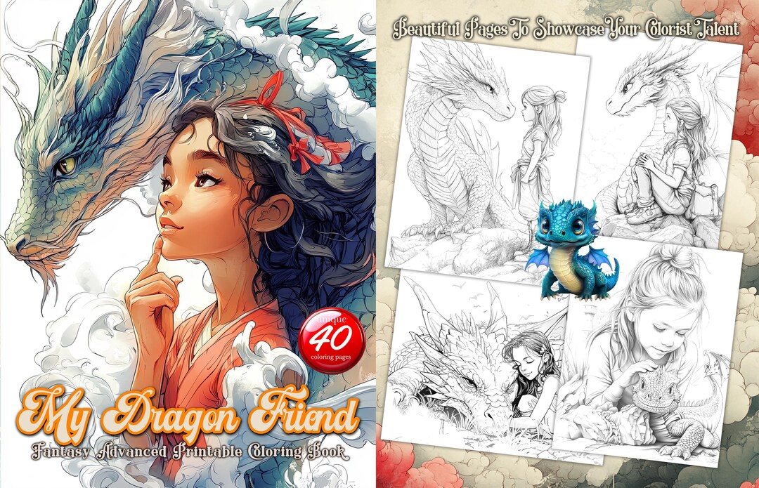 Dragon Coloring Book: 40 Fantasy Art Pages (digital Download) - Etsy