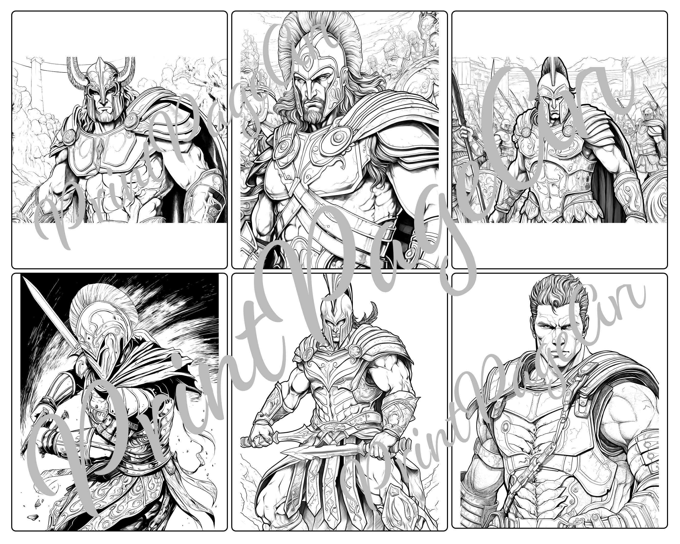 Gladiators, Adult Coloring Book, 30 Printable Coloring Page Cover ...