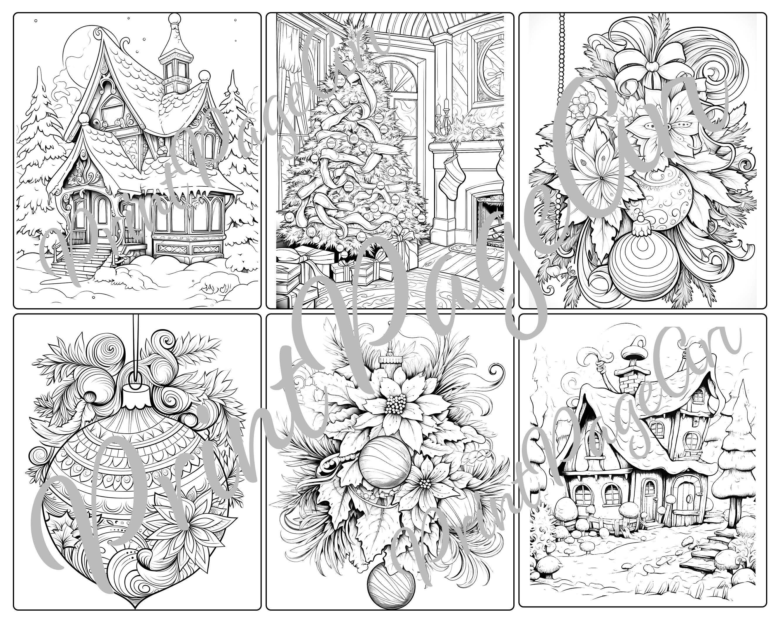 Christmas Decor, 52 Printable Coloring Pages, Coloring Book, Instant ...