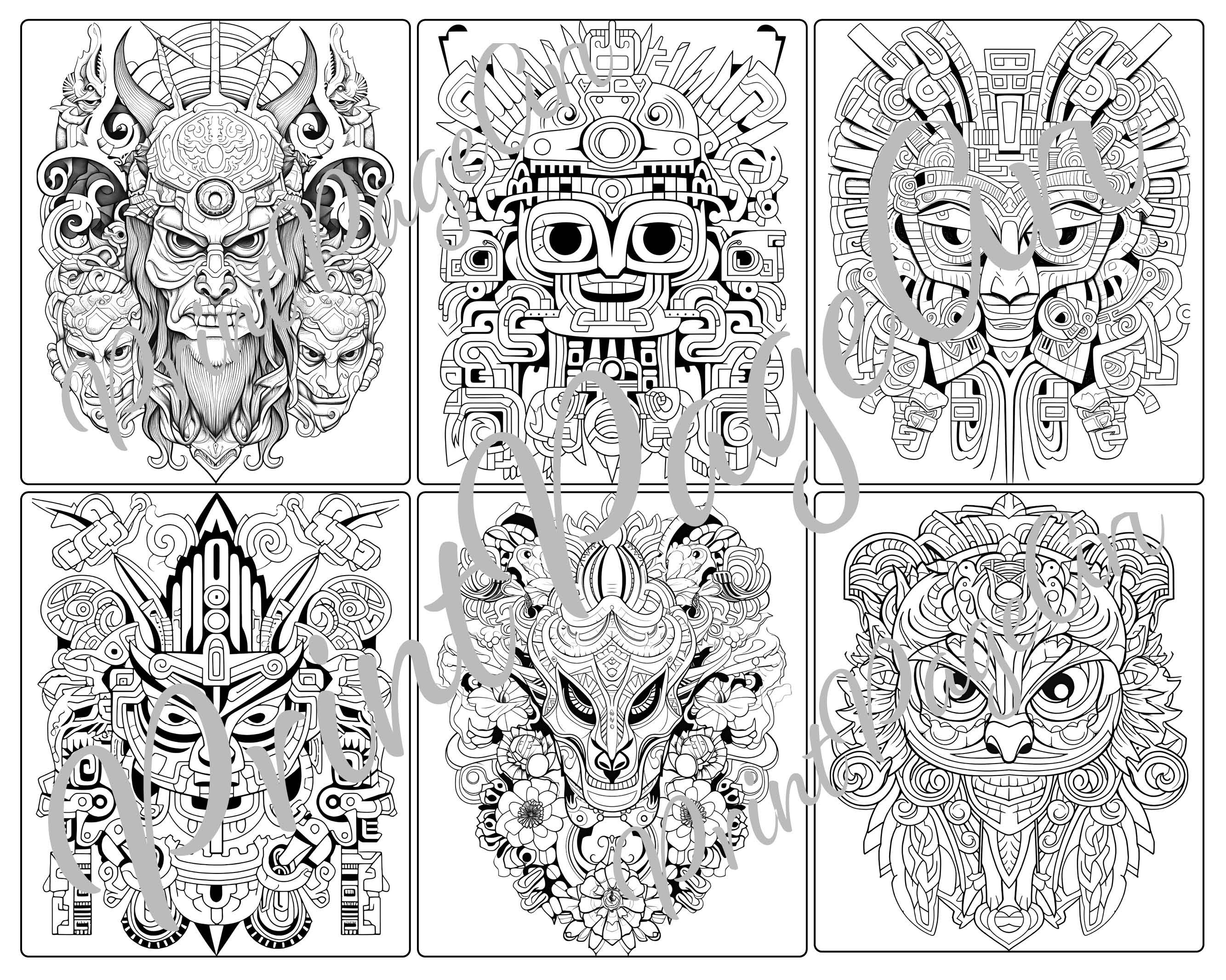 Totem of Native Mythology Coloring Book for Adult 31 - Etsy