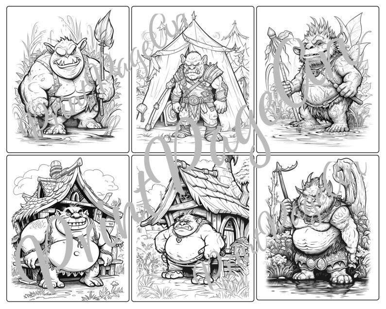 Troll and Orc Coloring Page Printable Coloring Book Instant Download ...