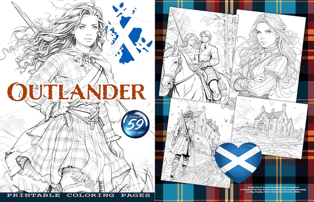 Outlander- Adult and Teen Coloring Book - Romantic Scotland-inspired ...