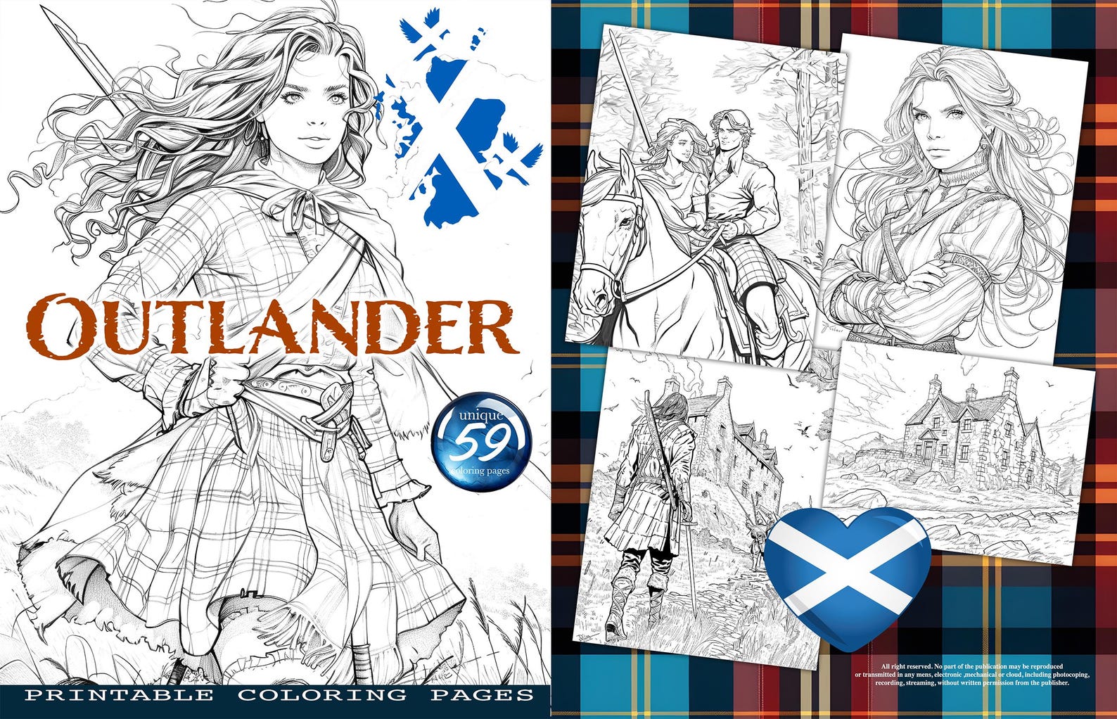 Outlander Coloring Book: Scotland Inspired Designs (59 Printable Pages ...