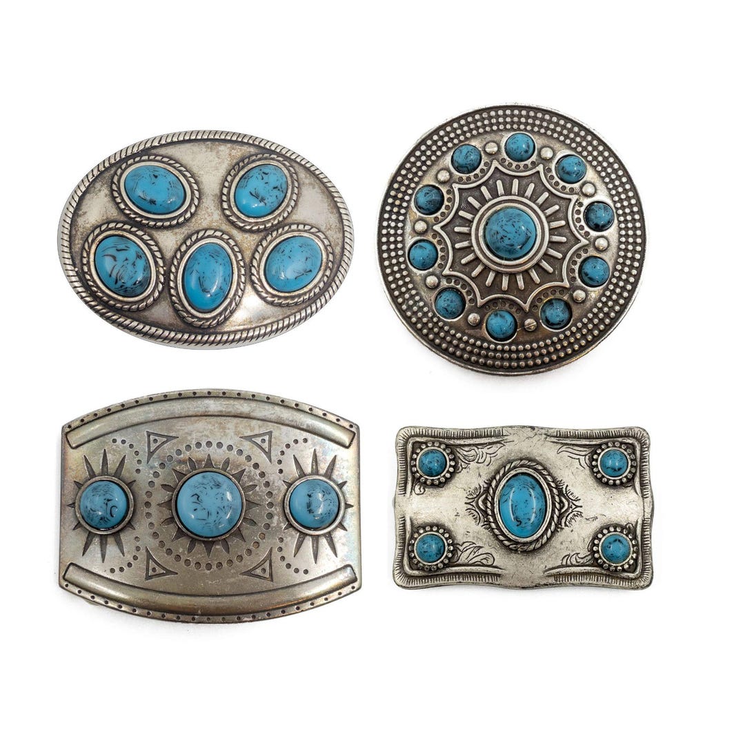 Vintage-style Western Belt Buckle With Turquoise Stone – Cowboy Rodeo ...