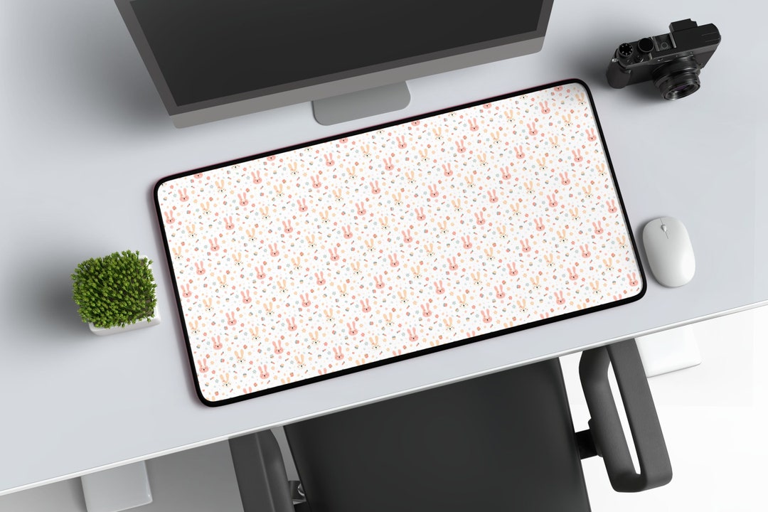 Cute Desk Mat, Rabbit Desk Mat, Pink Bunnies Desk Pad, Cute Animal Desk ...