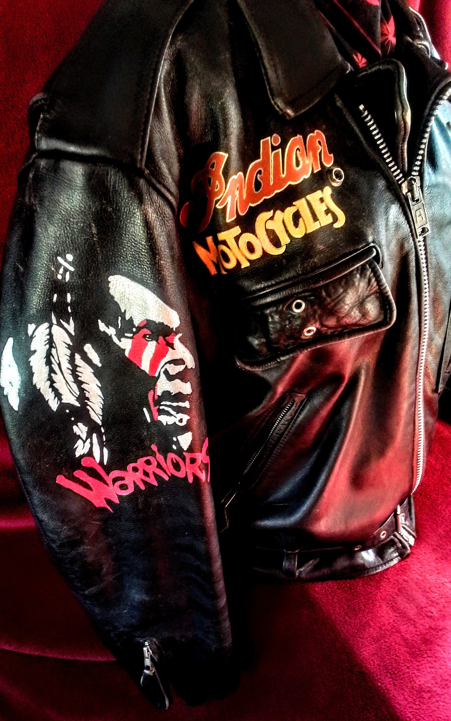 Vintage Motorcycle Jacket Hand Painted INDIAN - Etsy