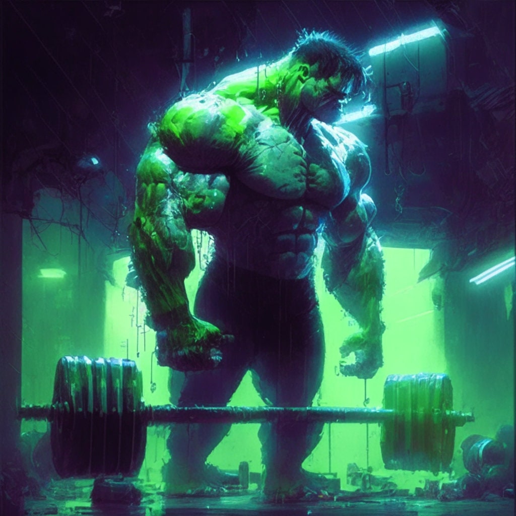 Hulk Gym Lifting Swole Bodybuilder, Wall Art Painting/poster, Digital ...