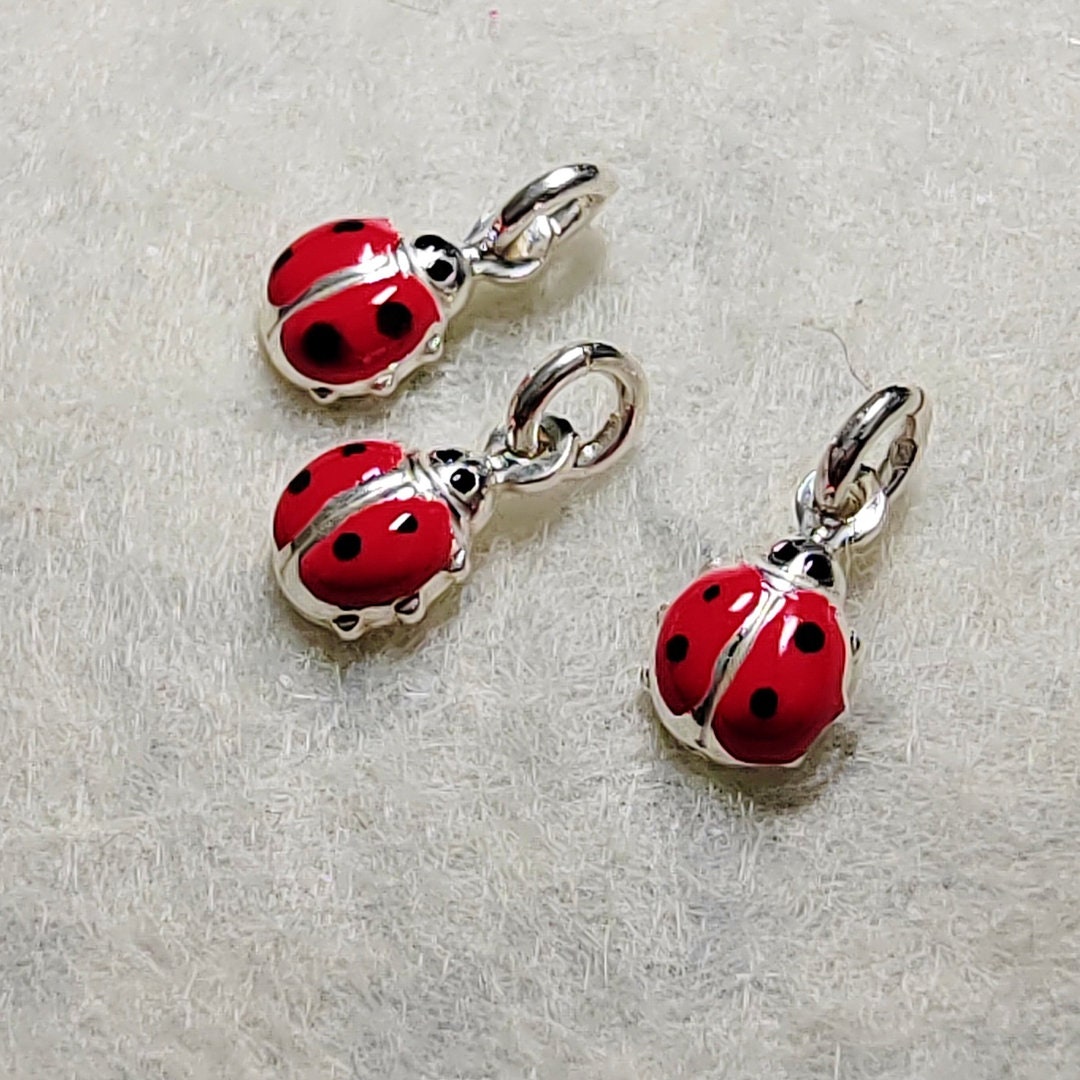 Lucky Ladybug Silver 925 Enamel Red Black Pendant 1 Cm Amulet Lucky ...