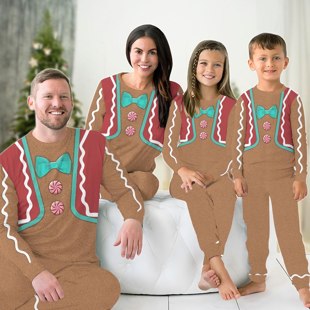 Gingerbread Man Custom Pajamas, Family Pajamas Set, Merry Xmas Holiday ...