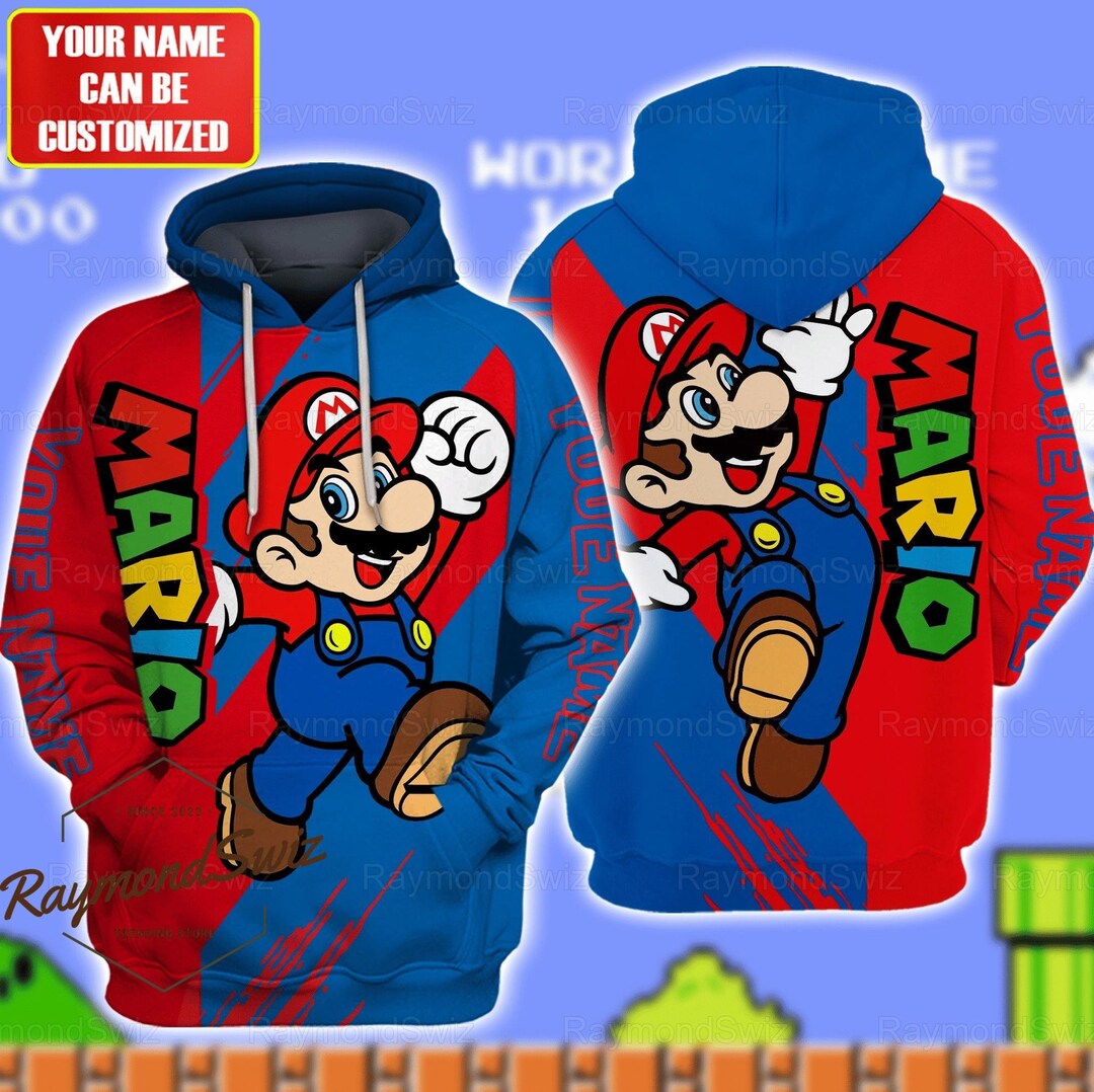 Super Mario Hoodie, Custom Mario Hoodie, Video Game Hoodie, Super Mario ...
