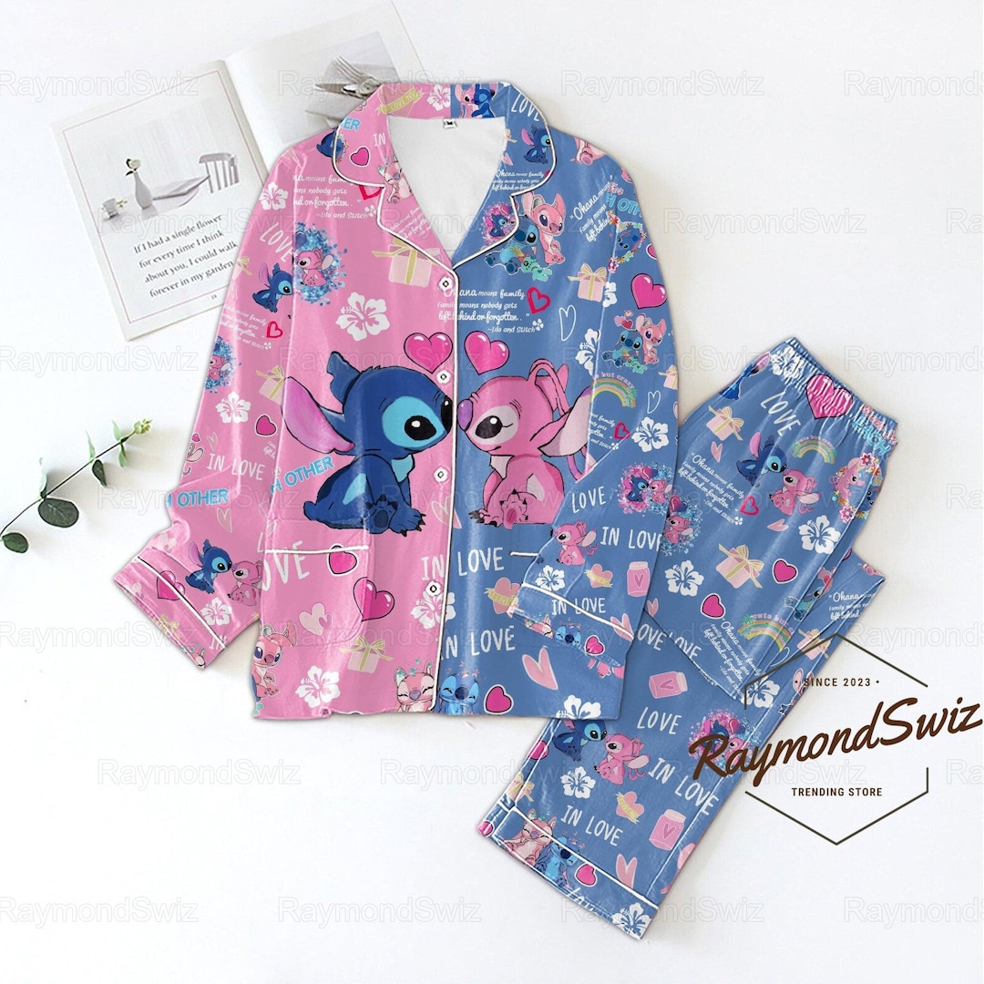 Stitch Pajamas Set, Stitch and Angel Pajamas, Cute Stitch Pajamas ...