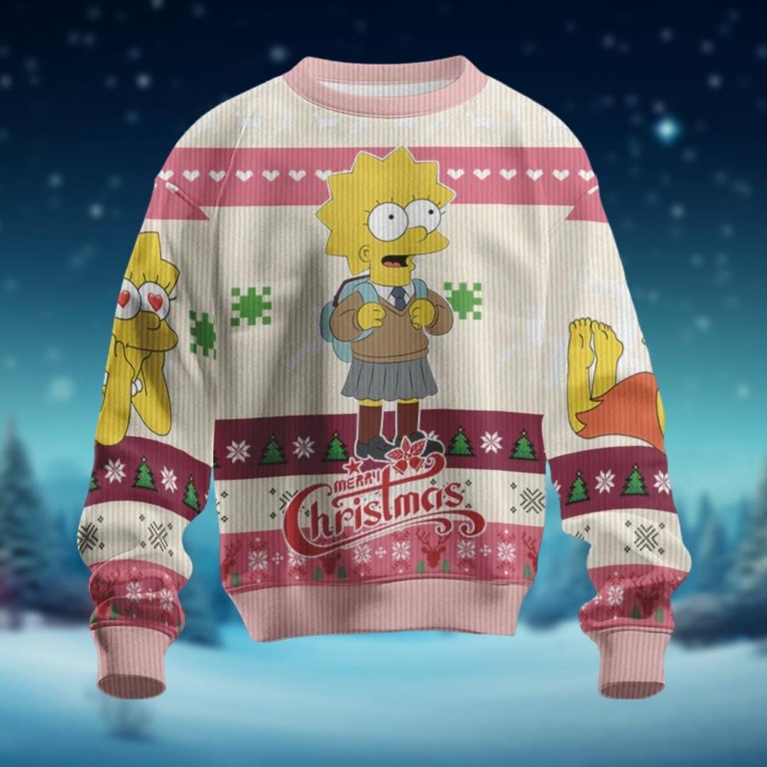 The Simpsons Ugly Sweater, Lisa Simpson Christmas Sweater, Cartoon ...